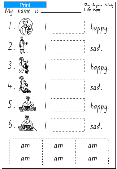 I Am Happy -Follow Up Activity Sheets, English skills online ...