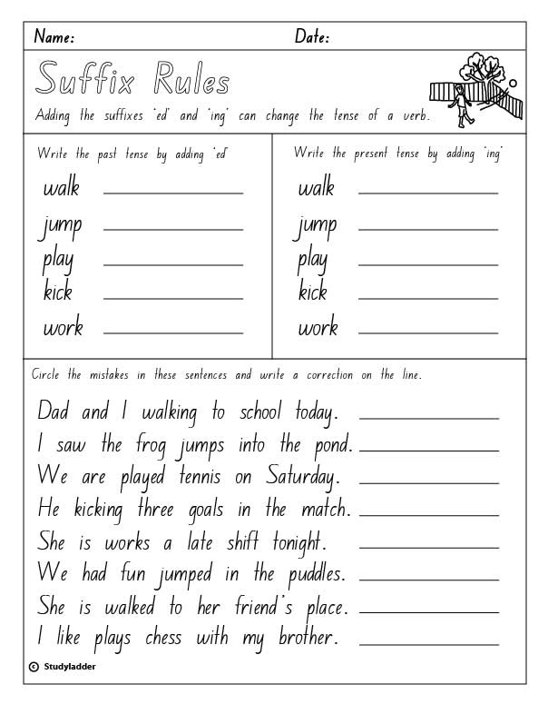 Rule Adding Suffixes ed And ing Changes The Tense Of A Verb