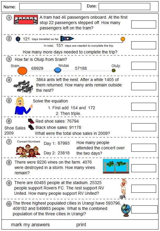 Problem Solving Using Addition And Subtraction Studyladder