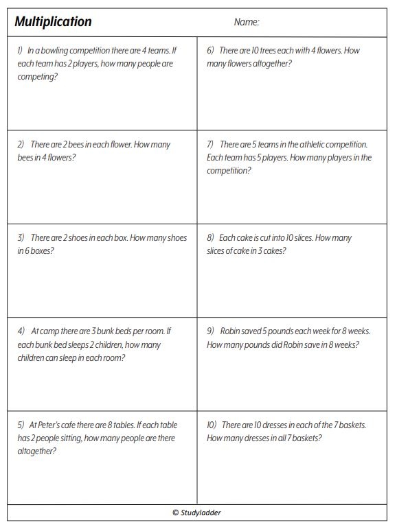 2x 5x 10x Tables problem Solving Studyladder Interactive Learning