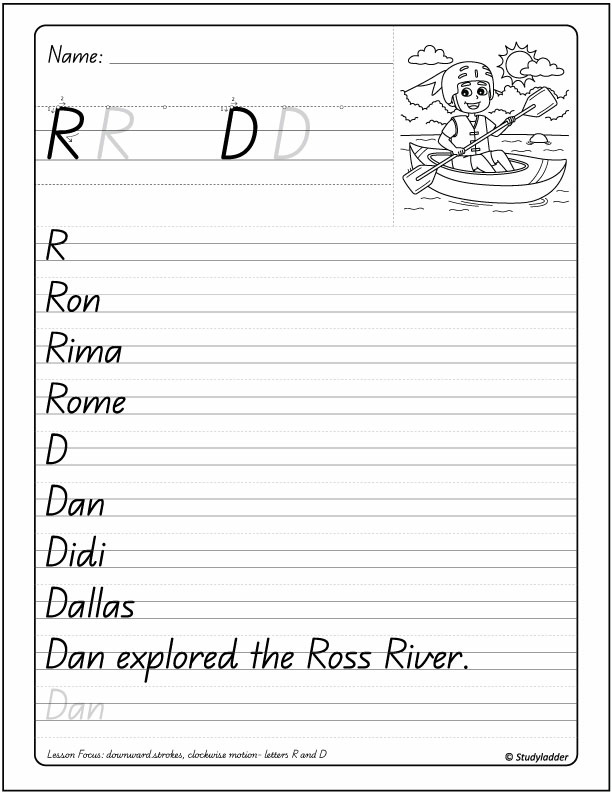 Downward Strokes Clockwise Letters: P and B (NSW, ACT) - Studyladder ...