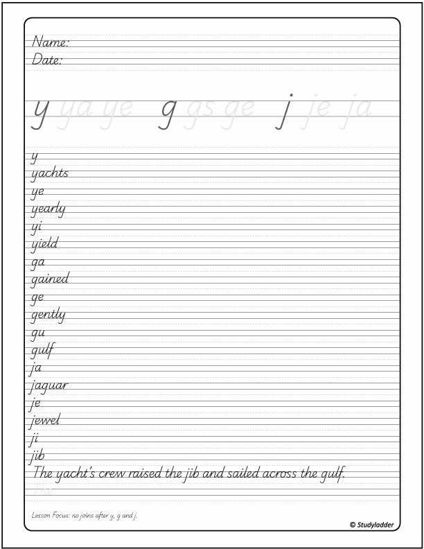 Letters y, g, j - Studyladder Interactive Learning Games