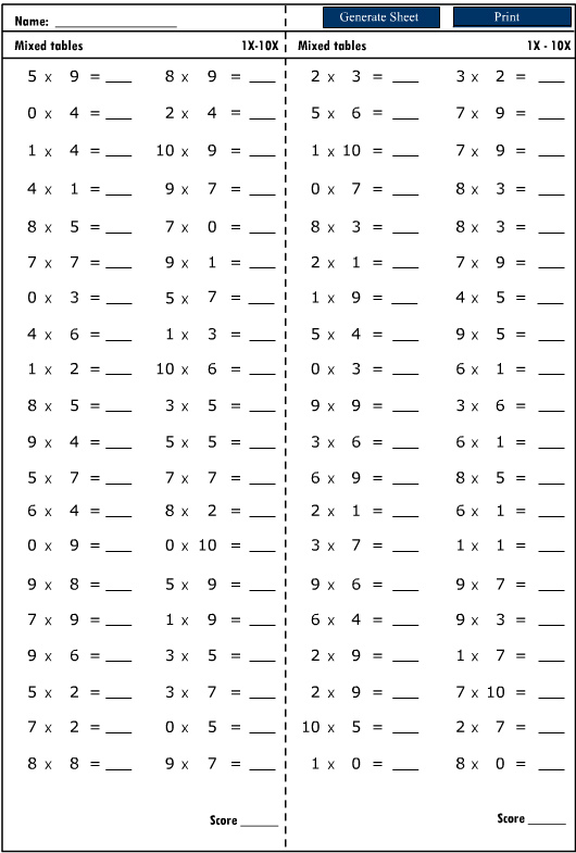 Tables 1x 10x Auto Generated Studyladder Interactive Learning Games