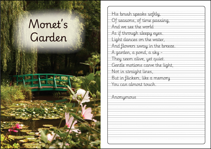 Monet's Garden - Handwriting Task - Studyladder Interactive Learning Games