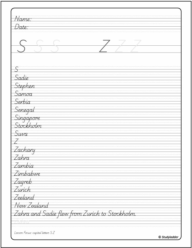 Capital Letters S Z (Tas) - Studyladder Interactive Learning Games