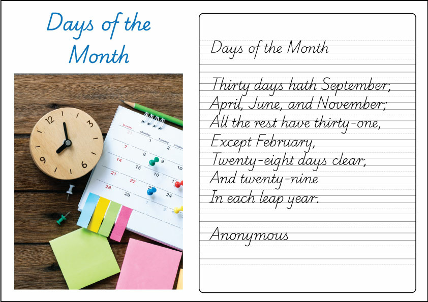 Days of the Month - Handwriting Task (Qld) - Studyladder Interactive ...