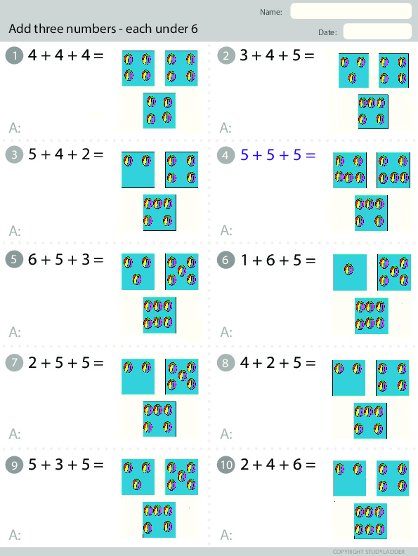 Adding Three Numbers small Numbers Studyladder Interactive Learning 