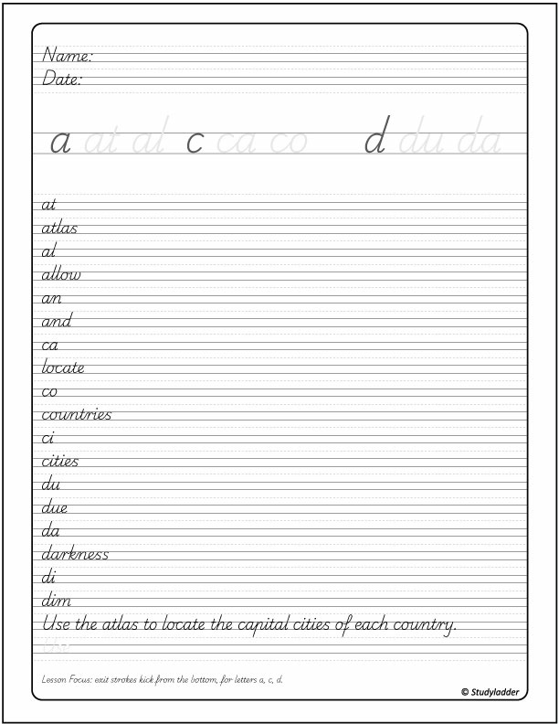 Joining after letters c, a ,d (Vic, WA, NT) - Studyladder Interactive Learning Games
