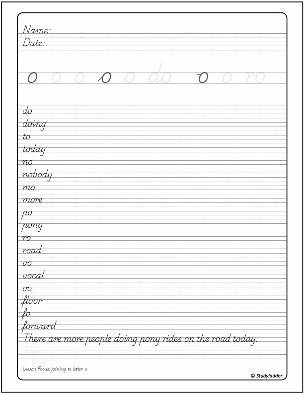 Joining to letter o (Vic, WA, NT) - Studyladder Interactive Learning Games