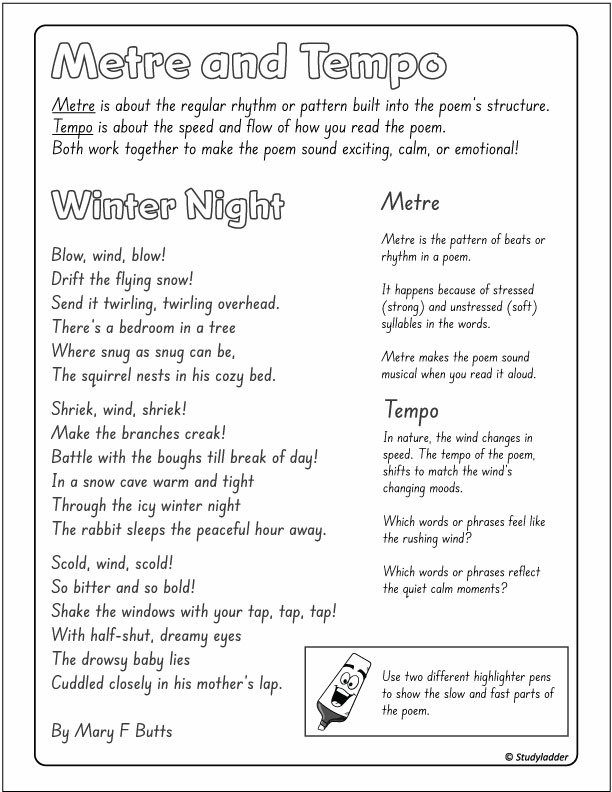 Metre and Tempo - Winter Night - Studyladder Interactive Learning Games