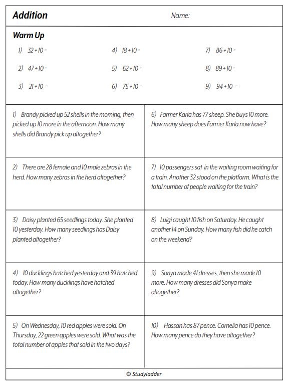 Adding 10 to numbers (problem solving) - Studyladder Interactive ... Adding 10 to numbers (problem solving) - Studyladder Interactive ...