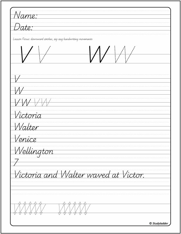 Letters V and W (SA) - Studyladder Interactive Learning Games