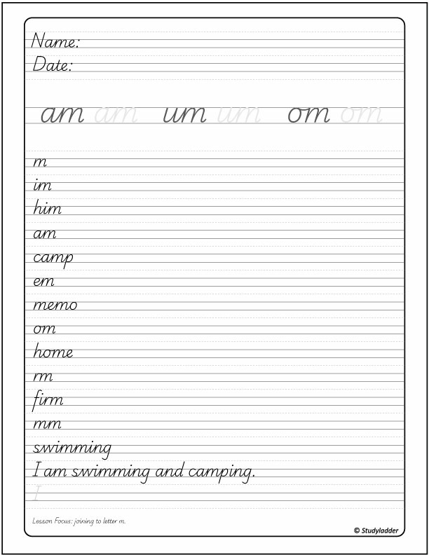 Joining to letter m (SA) - Studyladder Interactive Learning Games