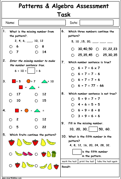 Patterns And Algebra Problem Solving Mathematics Skills Online 