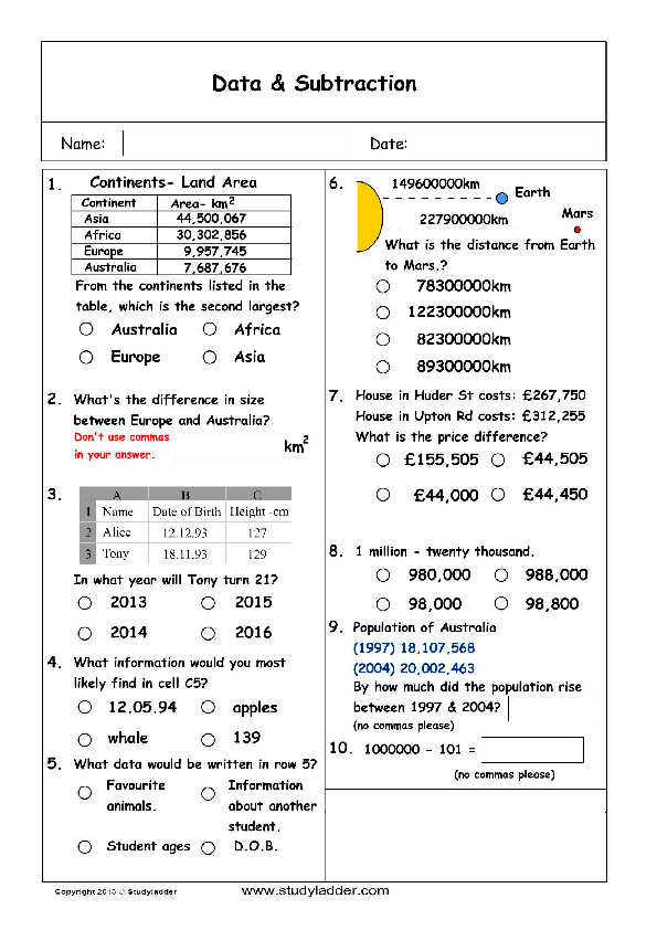 Data Problem Solving - Studyladder Interactive Learning Games
