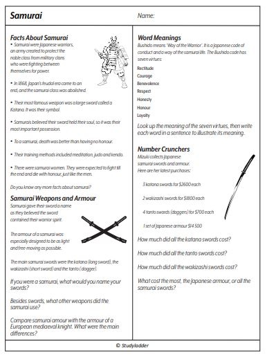 Samurai - Studyladder Interactive Learning Games