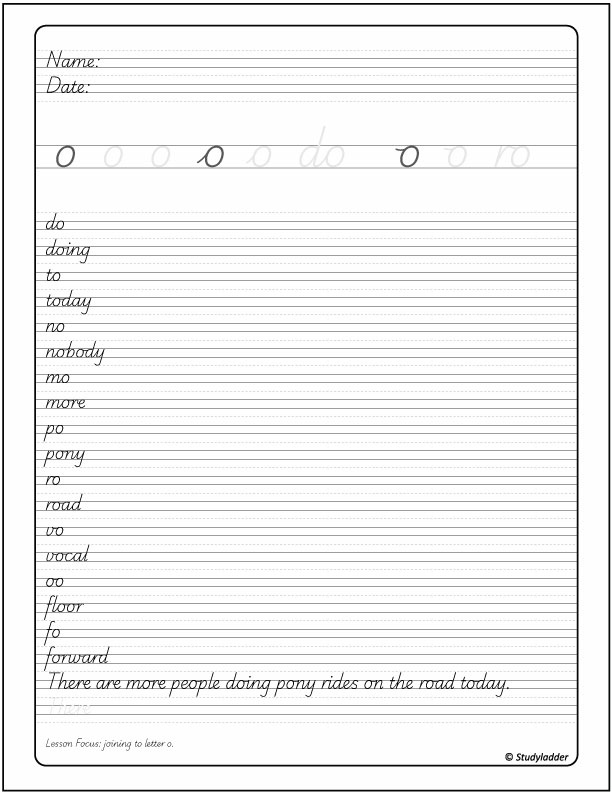 Joining to letter o (NSW, ACT) - Studyladder Interactive Learning Games