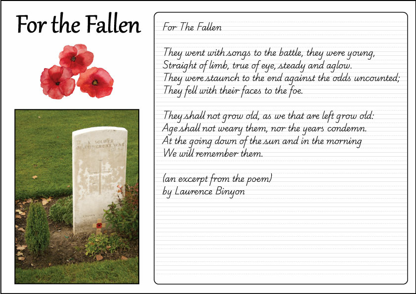 For The Fallen - Handwriting Task (Qld) - Studyladder Interactive ...