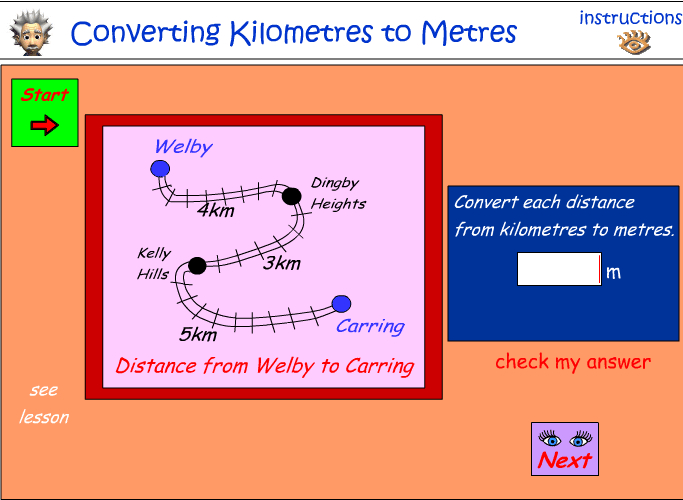 Converting Between Kilometres And Meters Studyladder Interactive