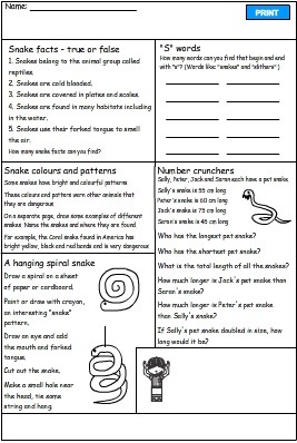 Snakes - Studyladder Interactive Learning Games