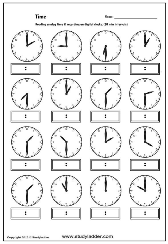 Reading Analog Time Then Record In Digital Time Studyladder 
