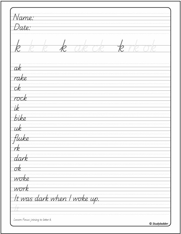 Joining to letter k (Tas) - Studyladder Interactive Learning Games