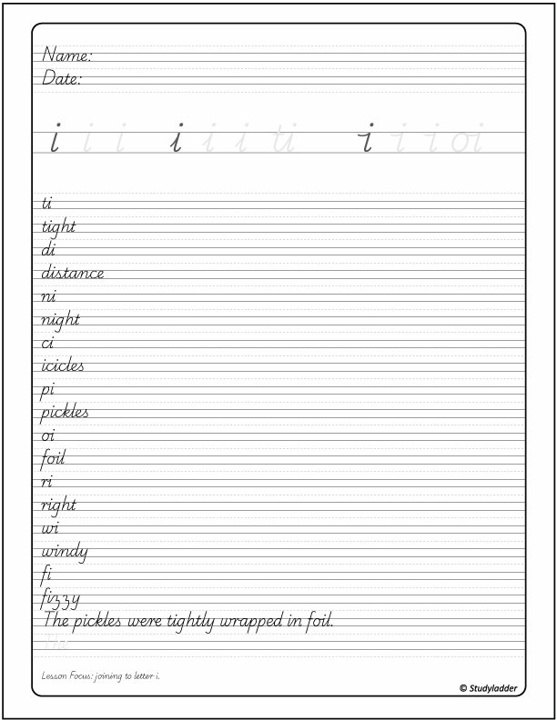 Joining to letter i (Qld) - Studyladder Interactive Learning Games