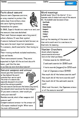 The Samurai - Studyladder Interactive Learning Games