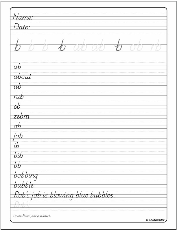 Joining to letter b (SA) - Studyladder Interactive Learning Games