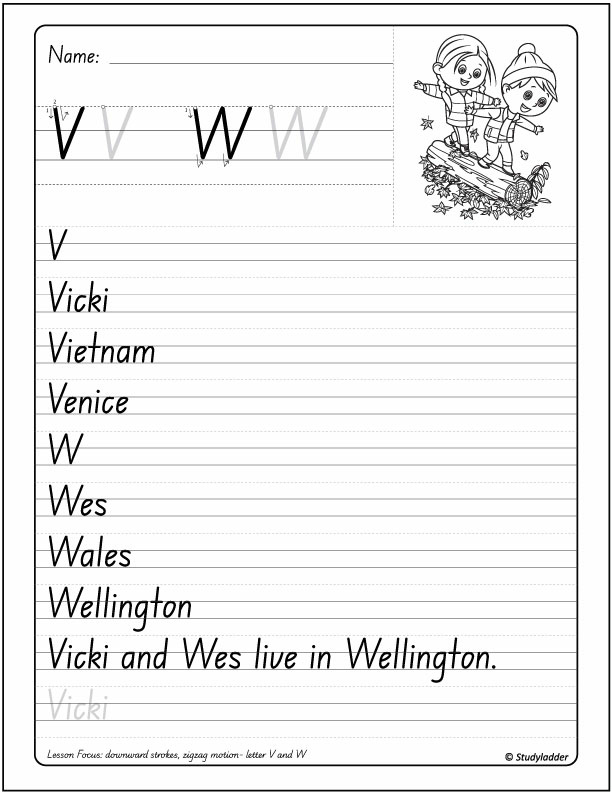 Zigzag Strokes Letters: V and W (NSW, ACT) - Studyladder Interactive ...