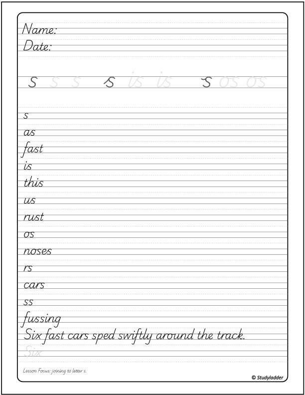 Joining to letter s (Tas) - Studyladder Interactive Learning Games