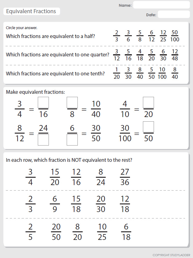 Calculating Equivalent Fractions Studyladder Interactive Learning Games