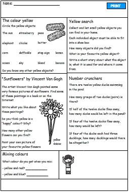 The Colour Yellow - Studyladder Interactive Learning Games