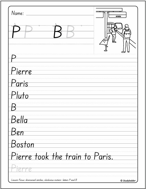 Downward Strokes Clockwise Letters: P and B (SA) - Studyladder ...