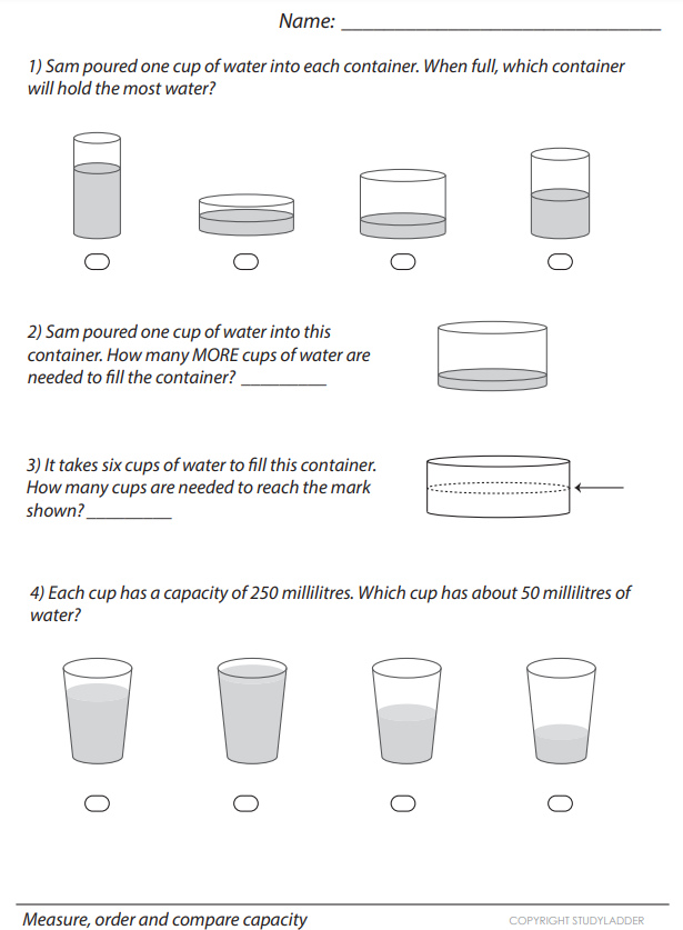 Measure order and compare capacity - Studyladder Interactive Learning Games