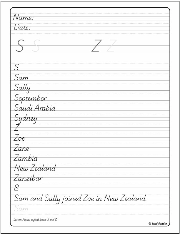 Capital Letters S and Z (NSW, ACT) - Studyladder Interactive Learning Games