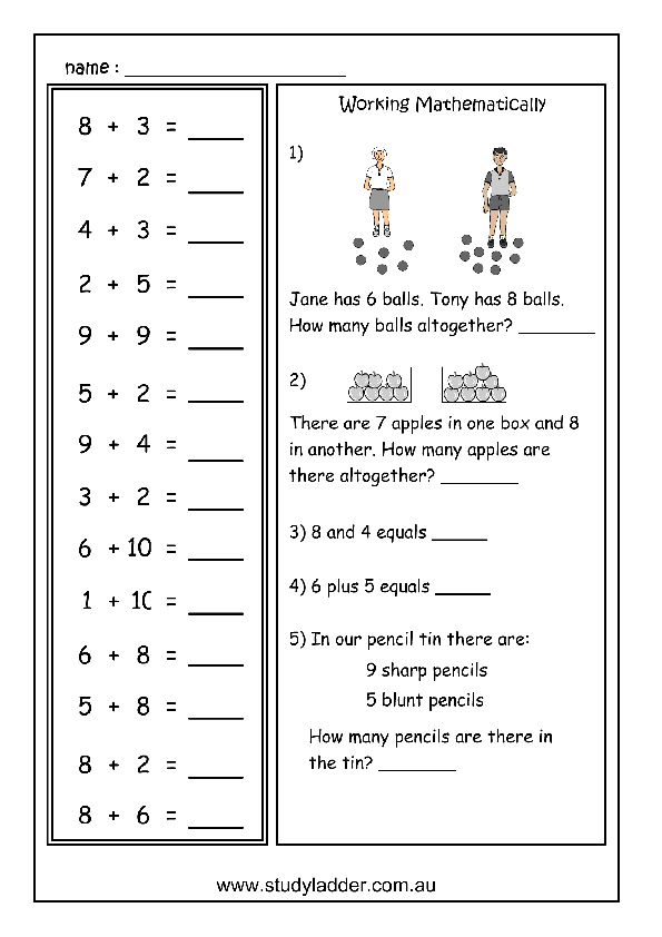 Adding Single Digit Numbers Studyladder Interactive Learning Games