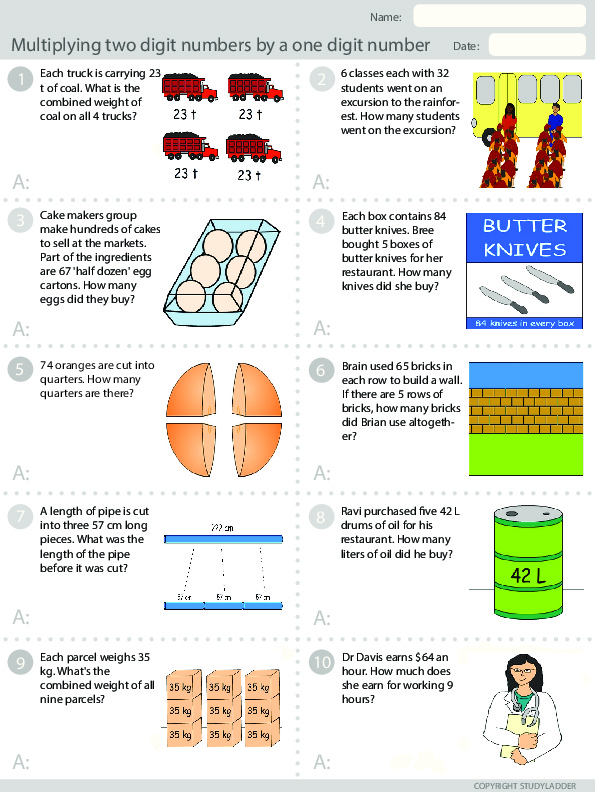 Multiplying 2 By 1 Digit problem Solving Studyladder Interactive 