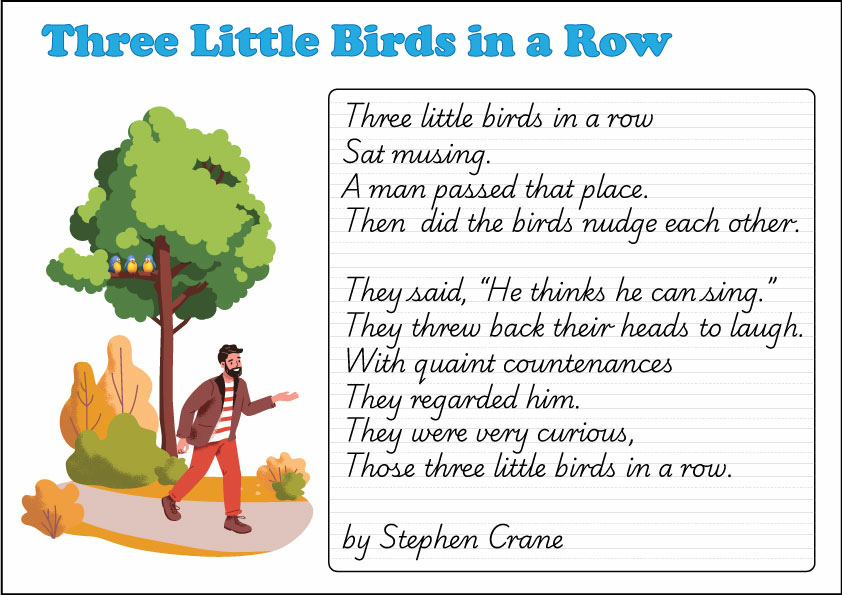Three Little Birds in a Row - Handwriting Task (Qld) - Studyladder ...