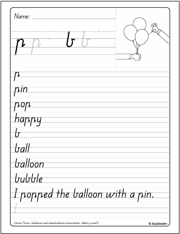 Clockwise and Anticlockwise Letters: p and b (Vic, WA, NT ...