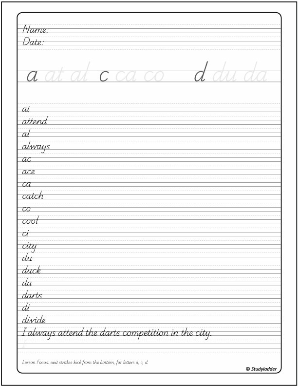Joins after letters c, a, d - Studyladder Interactive Learning Games