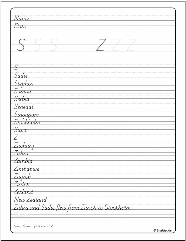Capital Letters S Z (NSW, ACT) - Studyladder Interactive Learning Games