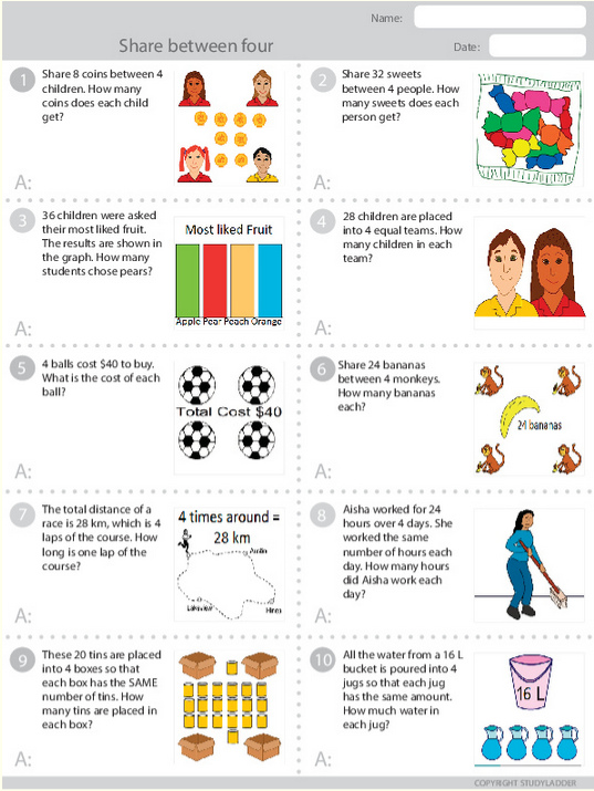 Dividing by 4 - Studyladder Interactive Learning Games