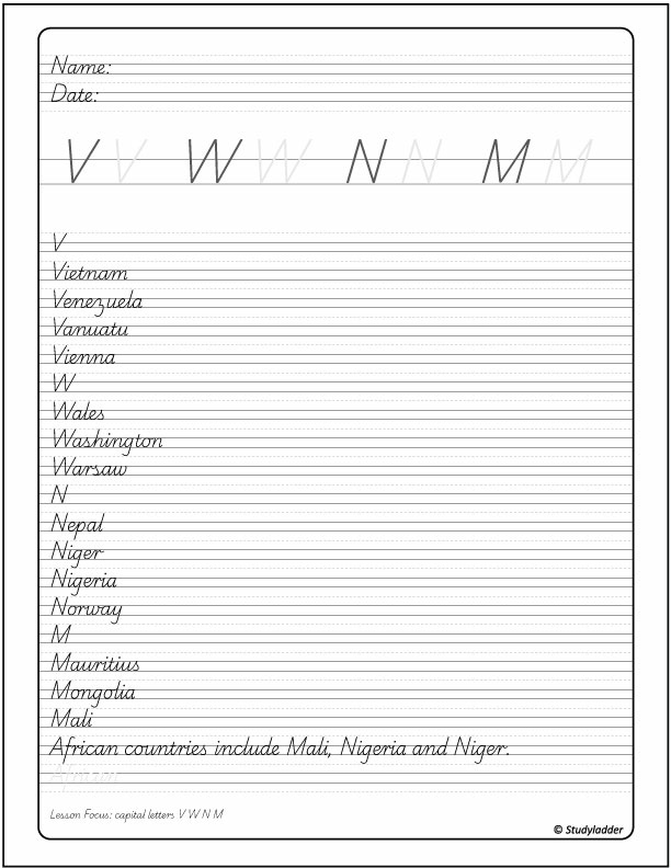 Capital Letters V W N M (Qld) - Studyladder Interactive Learning Games