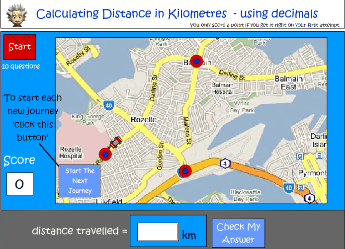 Calculating distance in kilometres involving decimals - Studyladder ...