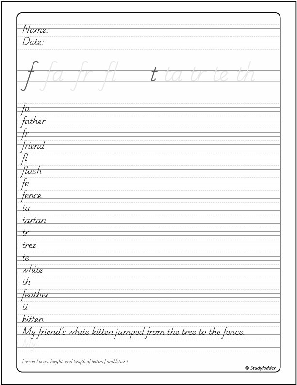 Joining to letters f and t (Tas) - Studyladder Interactive Learning Games