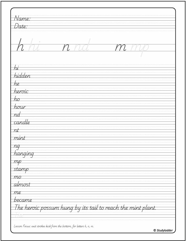 Joining to letters h, n, m (Tas) - Studyladder Interactive Learning Games