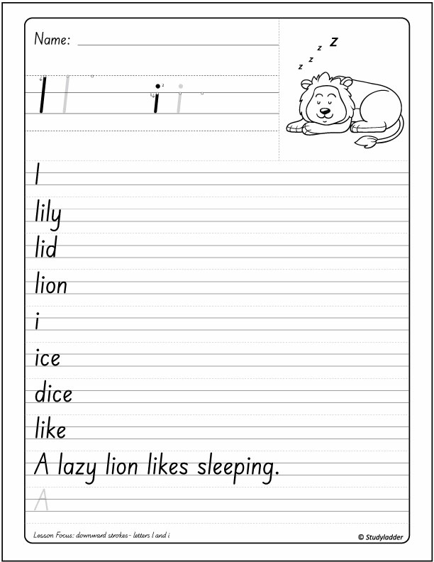 Downward Strokes: l and i (SA) - Studyladder Interactive Learning Games