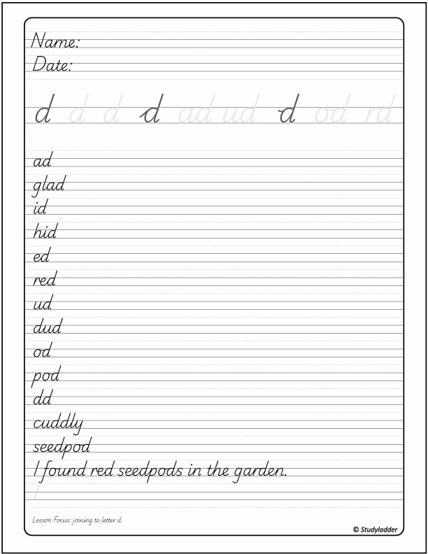 Joining to letter d (Tas) - Studyladder Interactive Learning Games