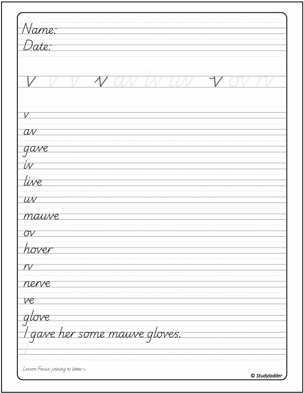 Joining to letter v (Tas) - Studyladder Interactive Learning Games